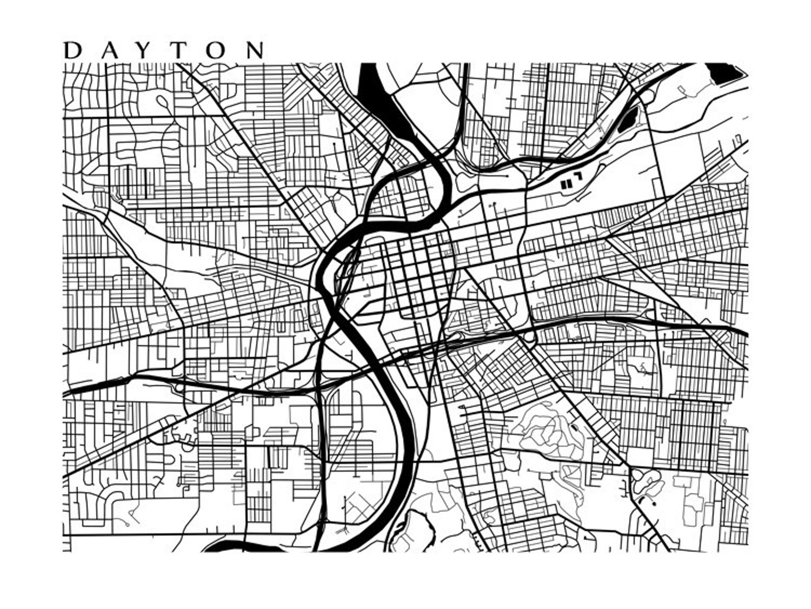 Dayton Map Print Ohio Poster | Etsy