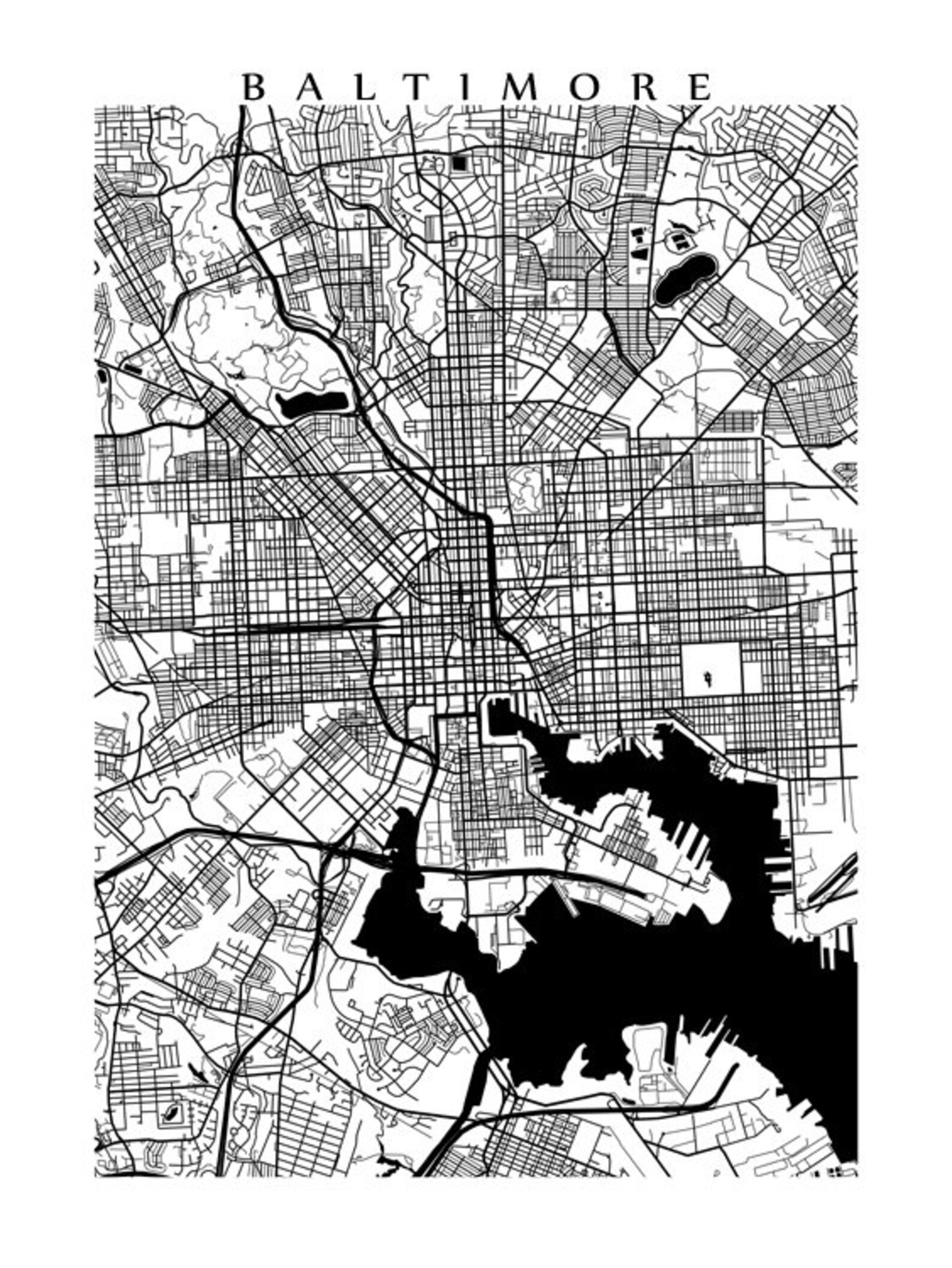 Baltimore Map Print Maryland Poster Art United States - Etsy