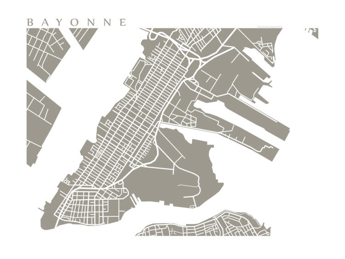Bayonne Map Art - New Jersey Poster Print - Etsy