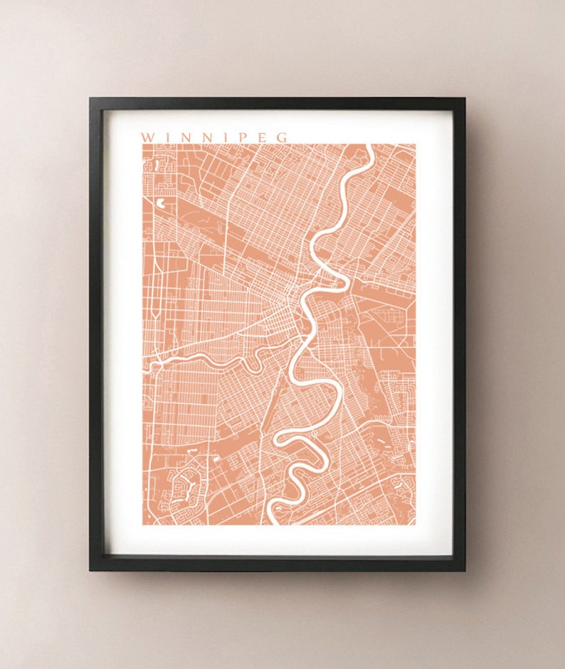 Winnipeg Map Print - Manitoba Poster - Etsy