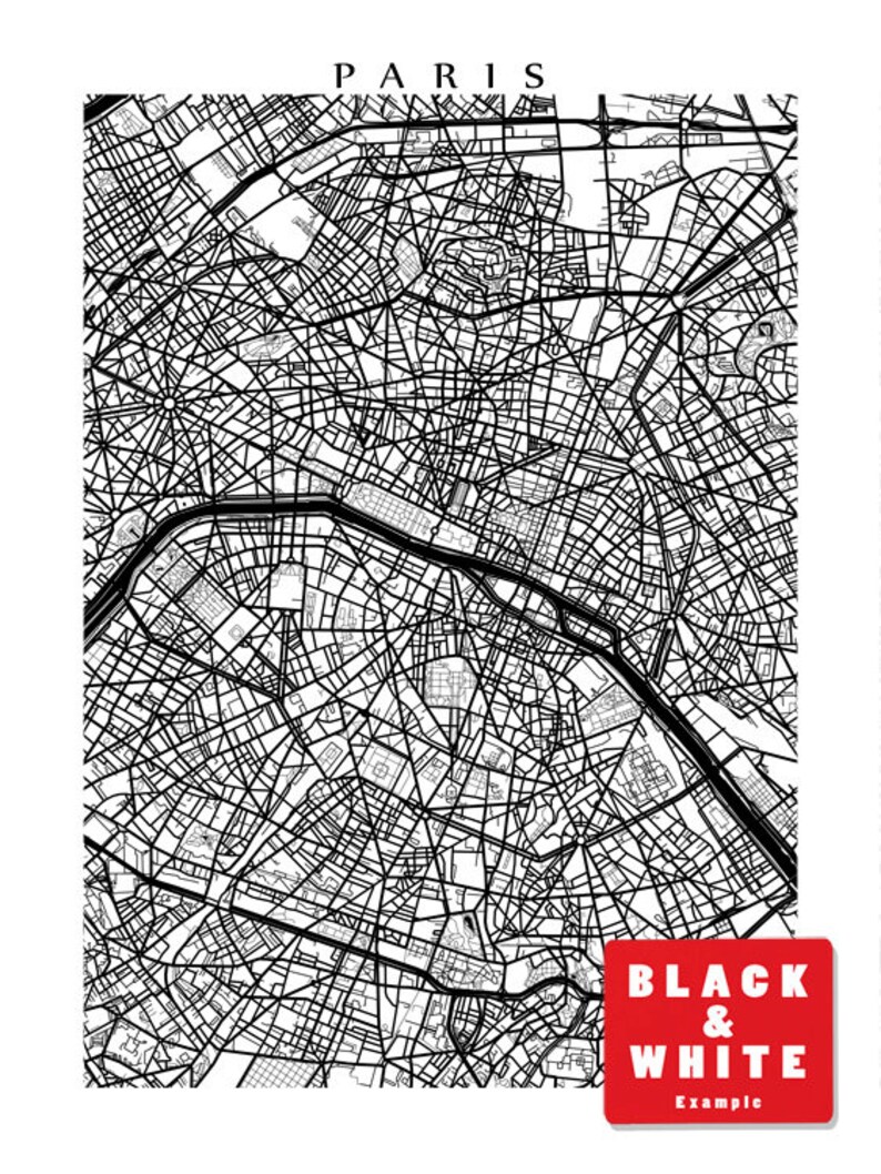Paris Map Print Vertical/portrait Layout - Etsy