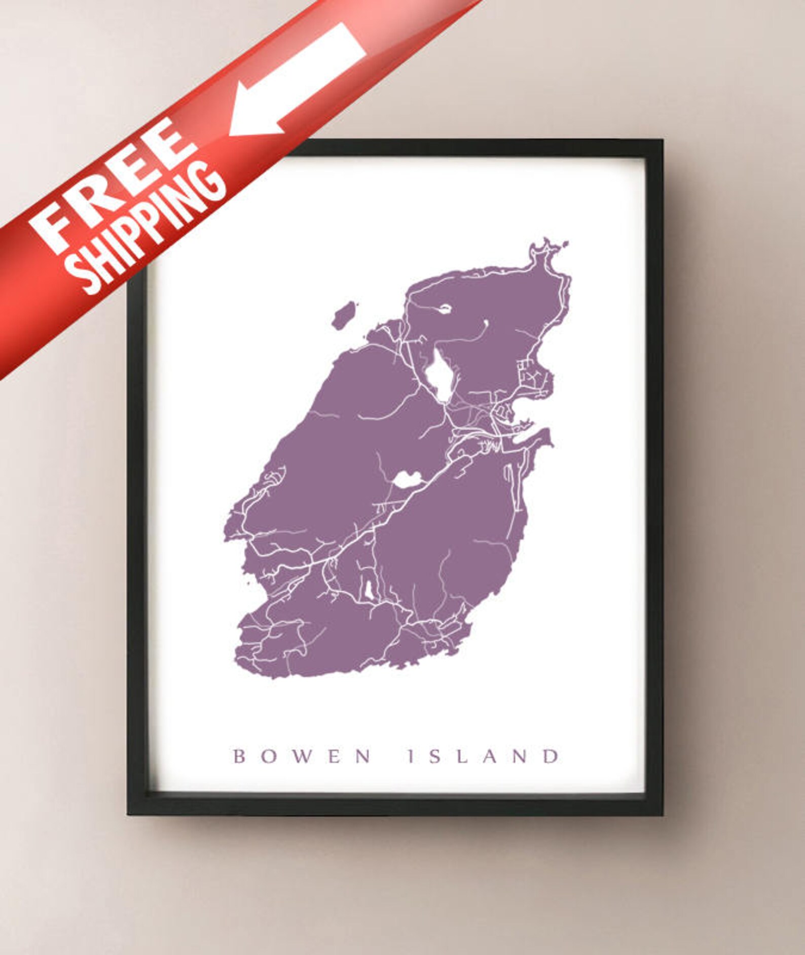 Bowen Island, Howe Sound, BC Map Poster Print - British Columbia ...