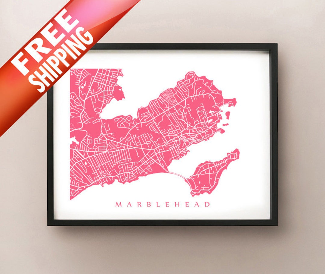 Marblehead Map Print - Massachusetts Art Poster - Etsy