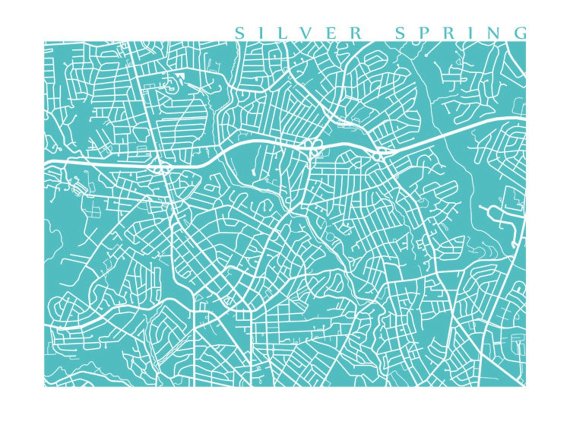 Silver Spring Map Maryland USA Art Poster Print - Etsy