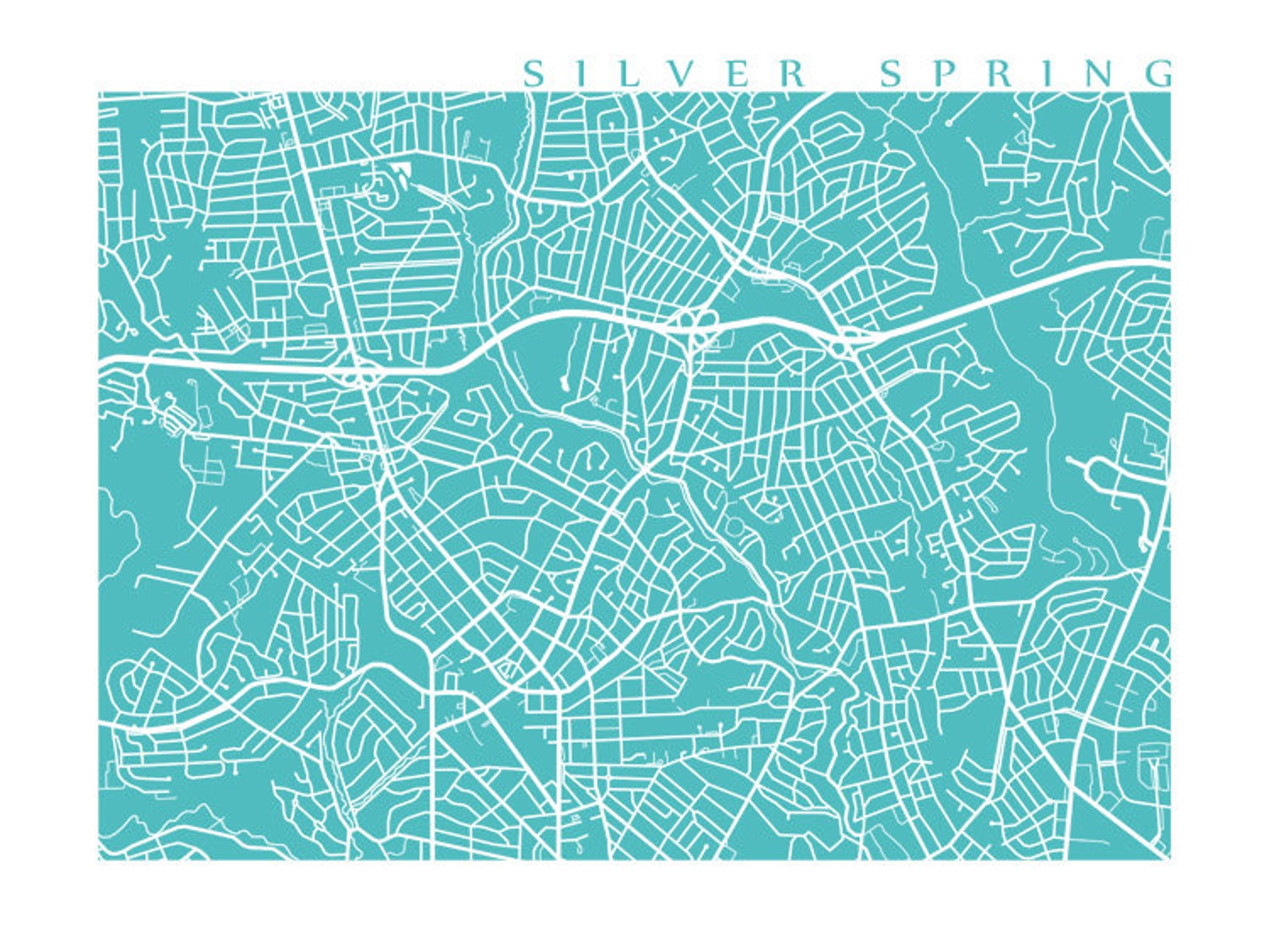 Silver Spring Map Maryland USA Art Poster Print - Etsy