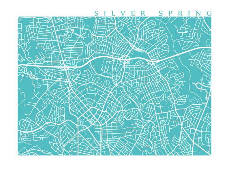 Silver Spring Map Maryland USA Art Poster Print - Etsy