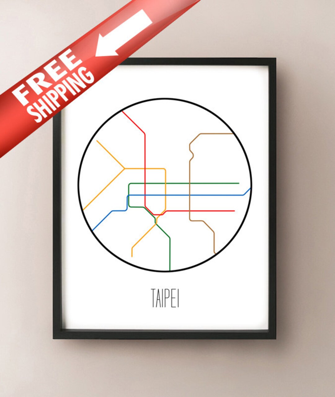 Taipei, Taiwan - Minimalist Metro Subway Art Print - 臺北大眾捷運系統 - Etsy