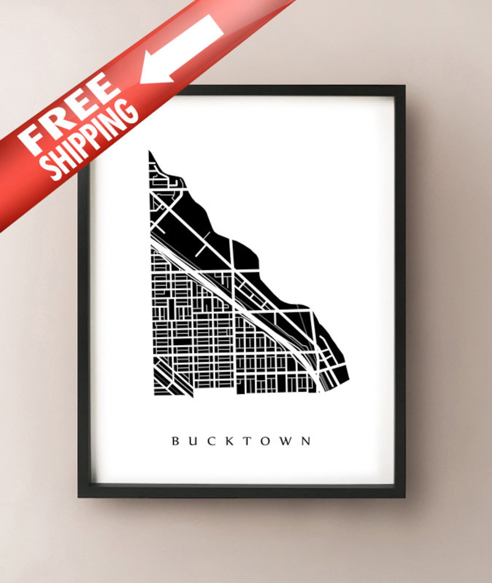 Bucktown Map Chicago Neighbourhood Art Print | Etsy