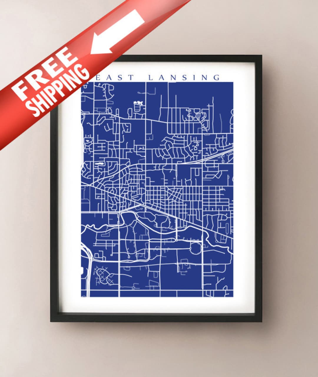 East Lansing Map - Etsy