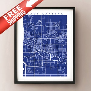 East Lansing Map - Etsy