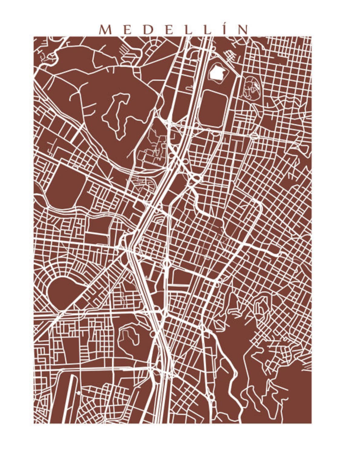 Medellin Map Print - Colombia Poster - Etsy
