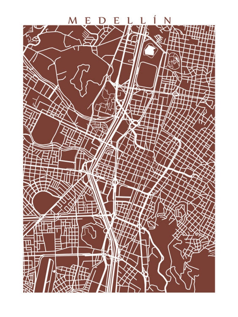 Medellin Map Print - Colombia Poster - Etsy