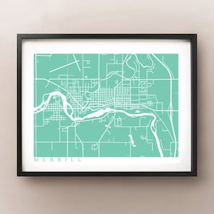 Merrill, WI Map Print - Wisconsin Poster - Etsy