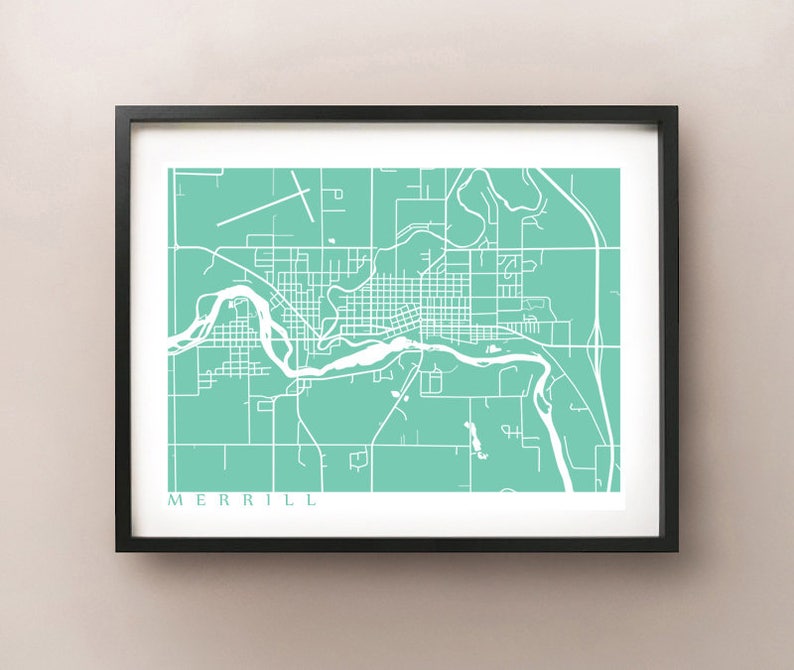 Merrill WI Map Print Wisconsin Poster - Etsy