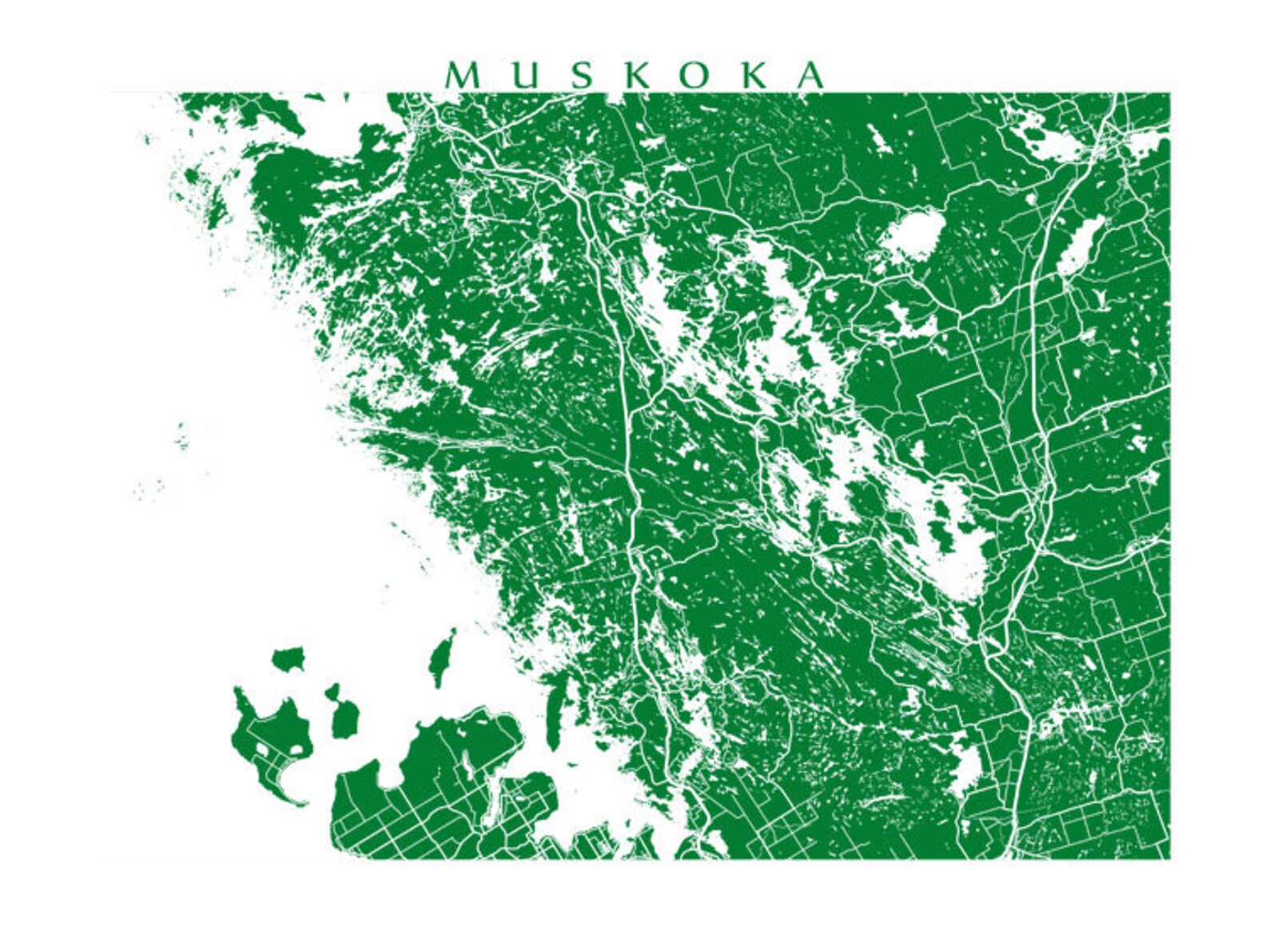 Muskoka Map Muskoka Lakes Ontario Poster Art - Etsy