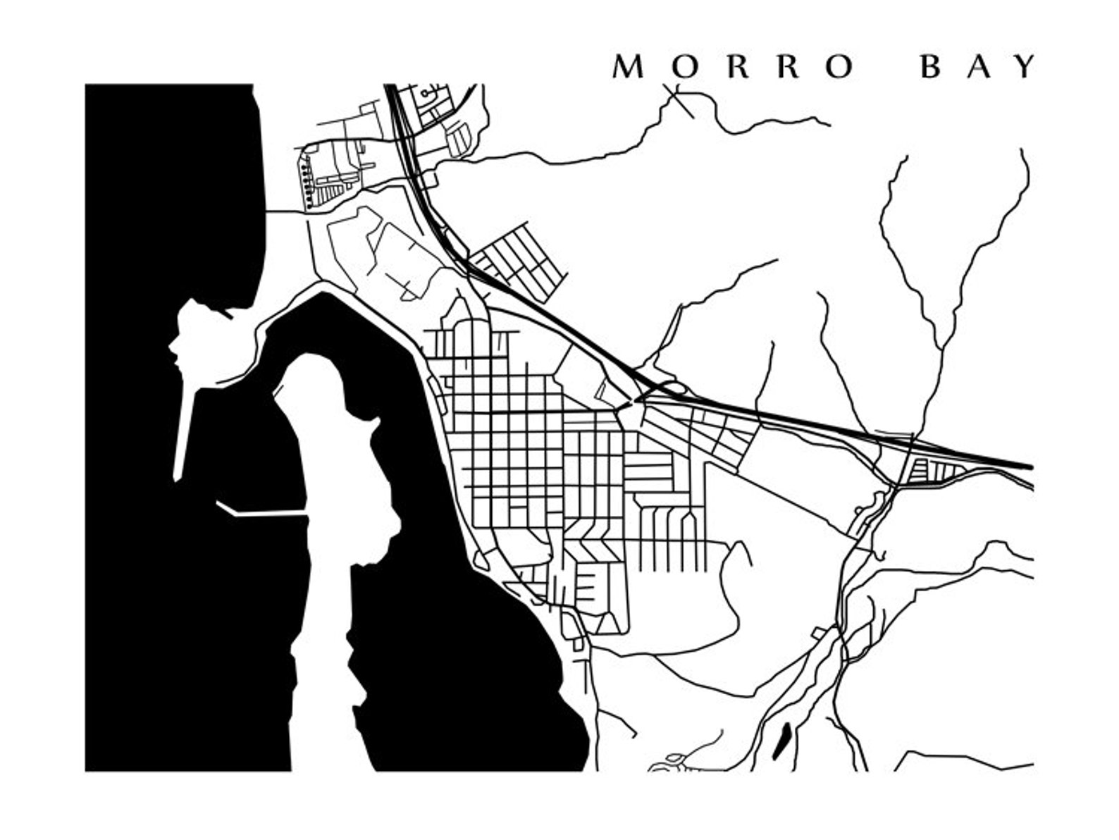 Morro Bay Map Print California Poster | Etsy
