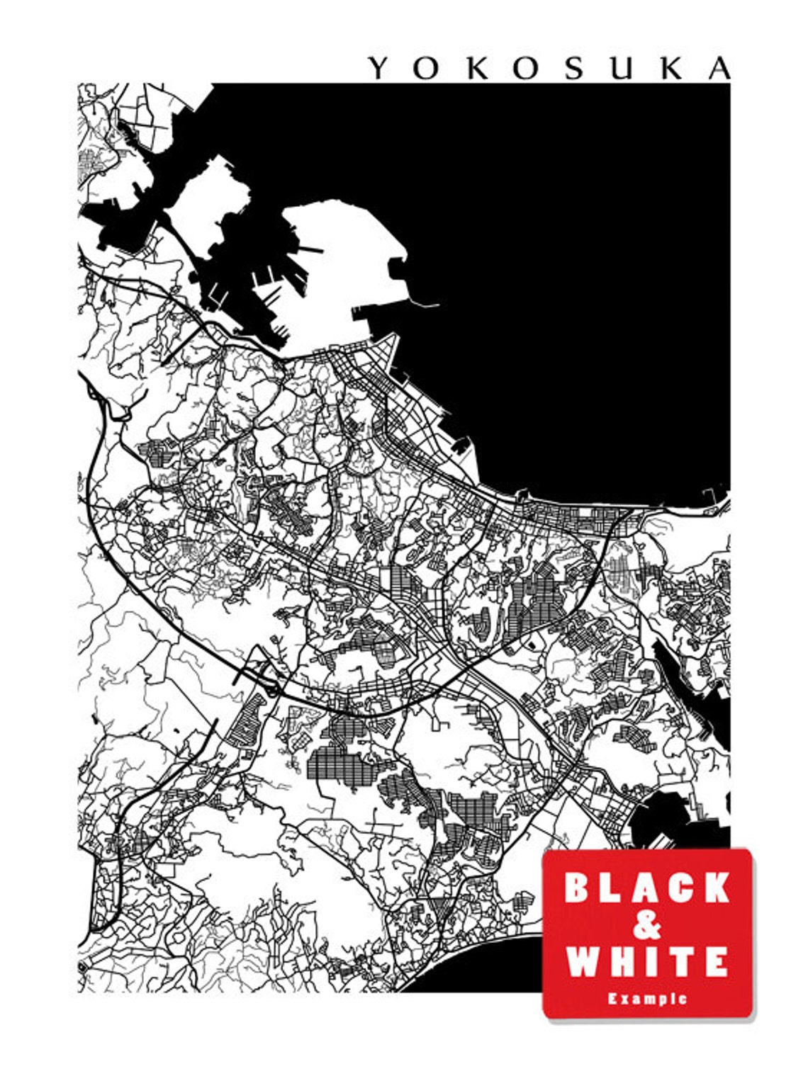 Yokosuka Map Print Japan Art Poster 横須賀市 - Etsy