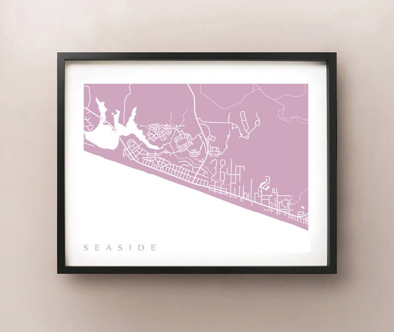 Seaside FL Map Print Seaside and Seagrove Beach Florida - Etsy