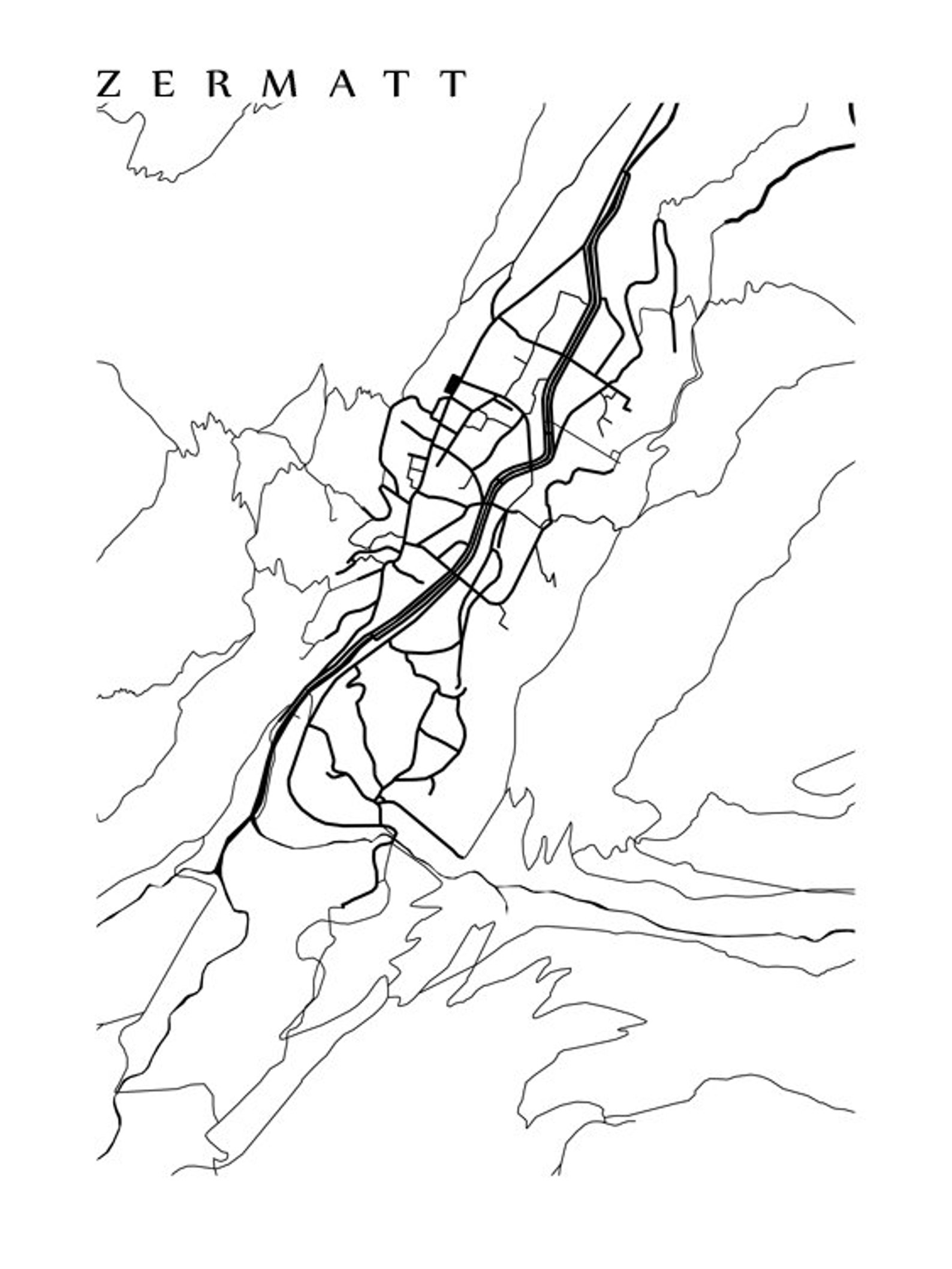 Zermatt Map Print Switzerland Poster - Etsy
