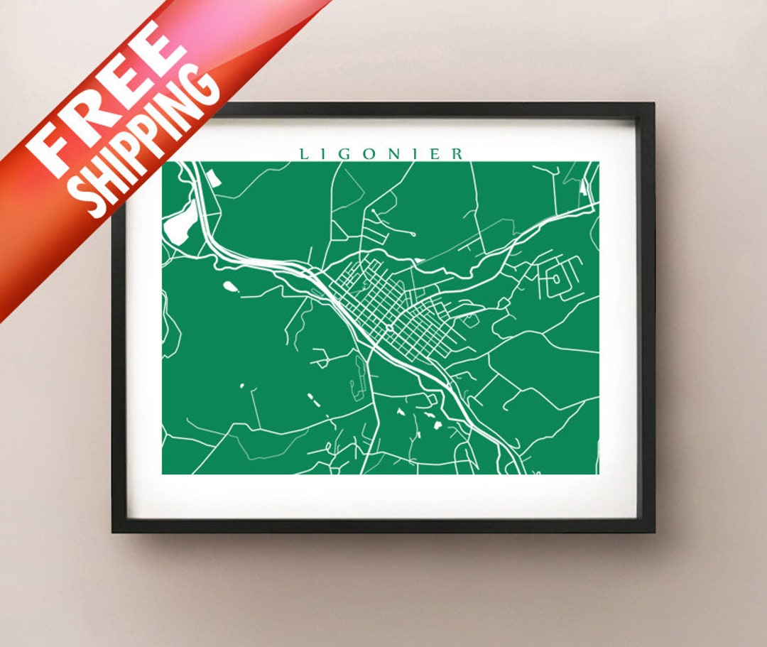 Ligonier, PA Map - Pennsylvania Poster - Etsy