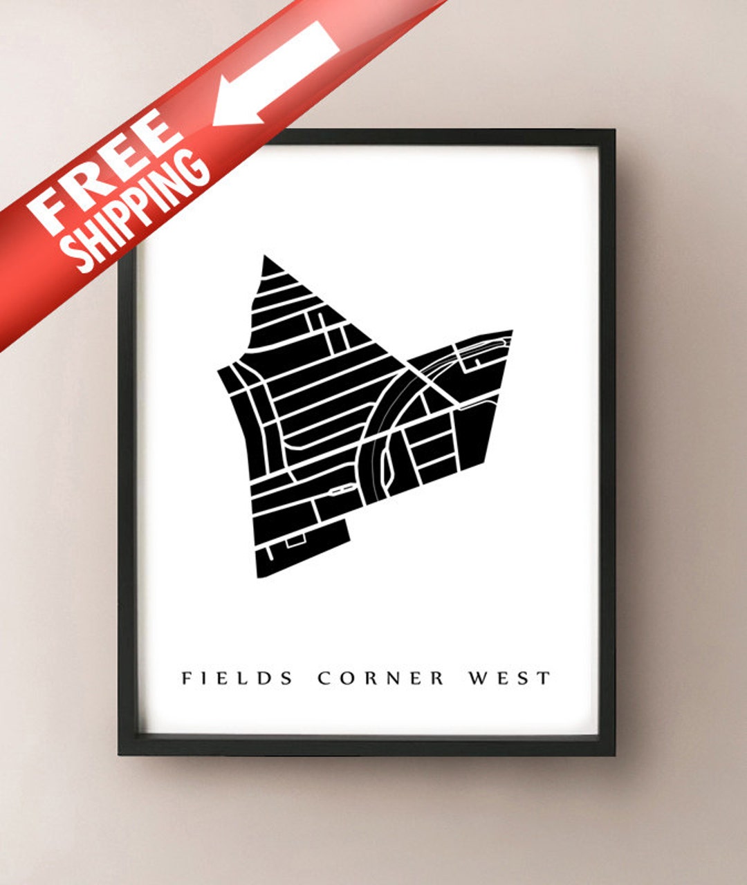 Fields Corner West Neighborhood Map Print - Boston, Massachusetts - Etsy