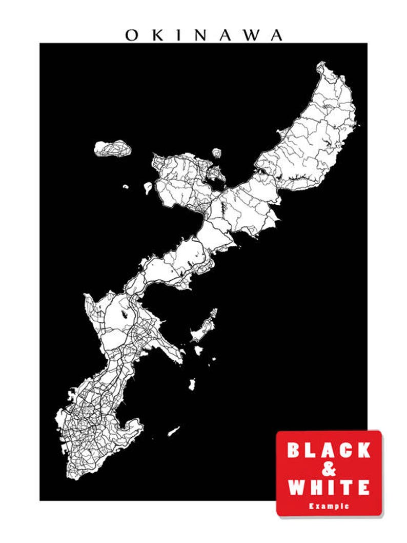 Okinawa Island Map Print - Japan Art Poster - 沖縄 - Etsy