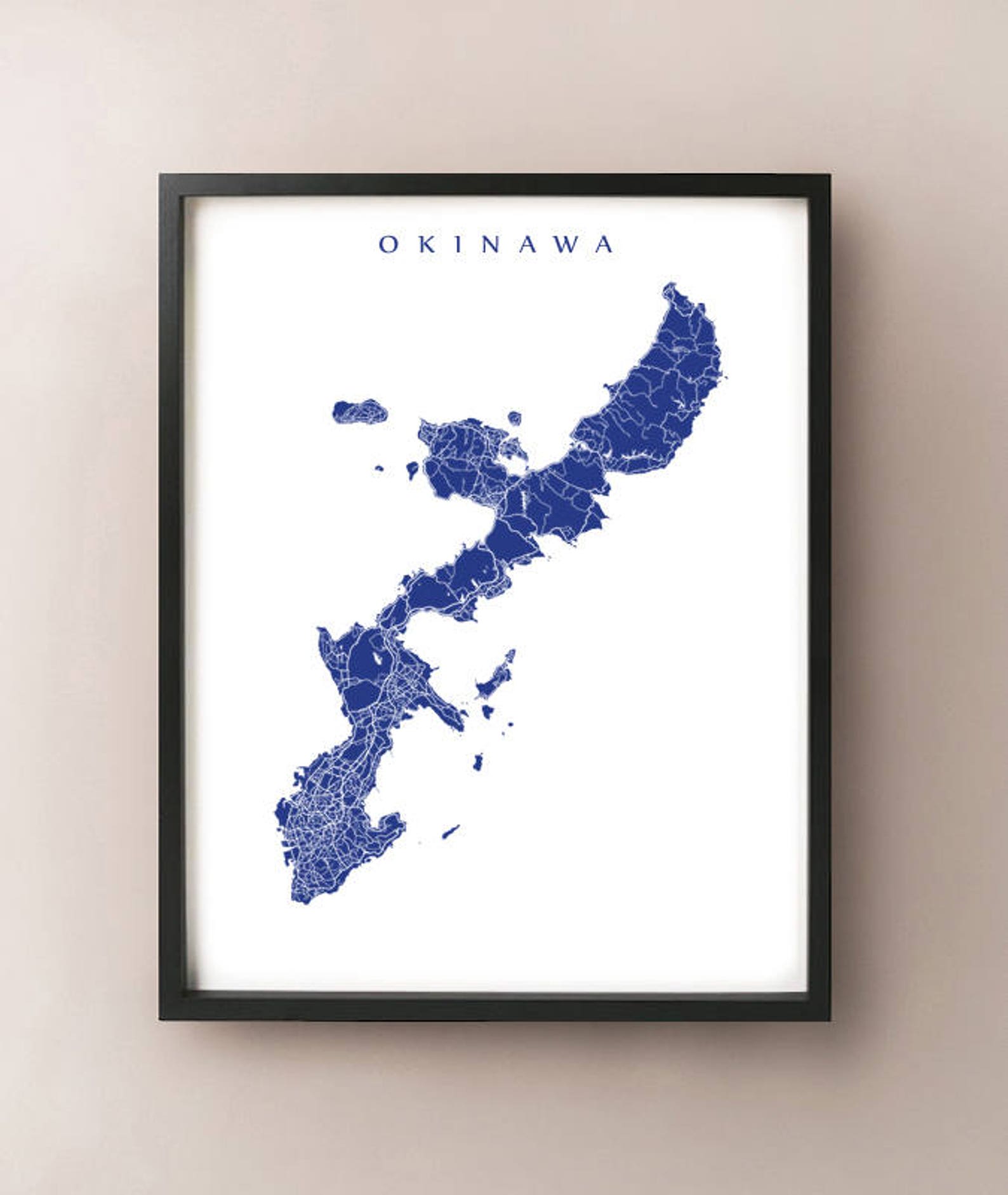 Okinawa Island Map Print - Japan Art Poster - 沖縄 - Etsy
