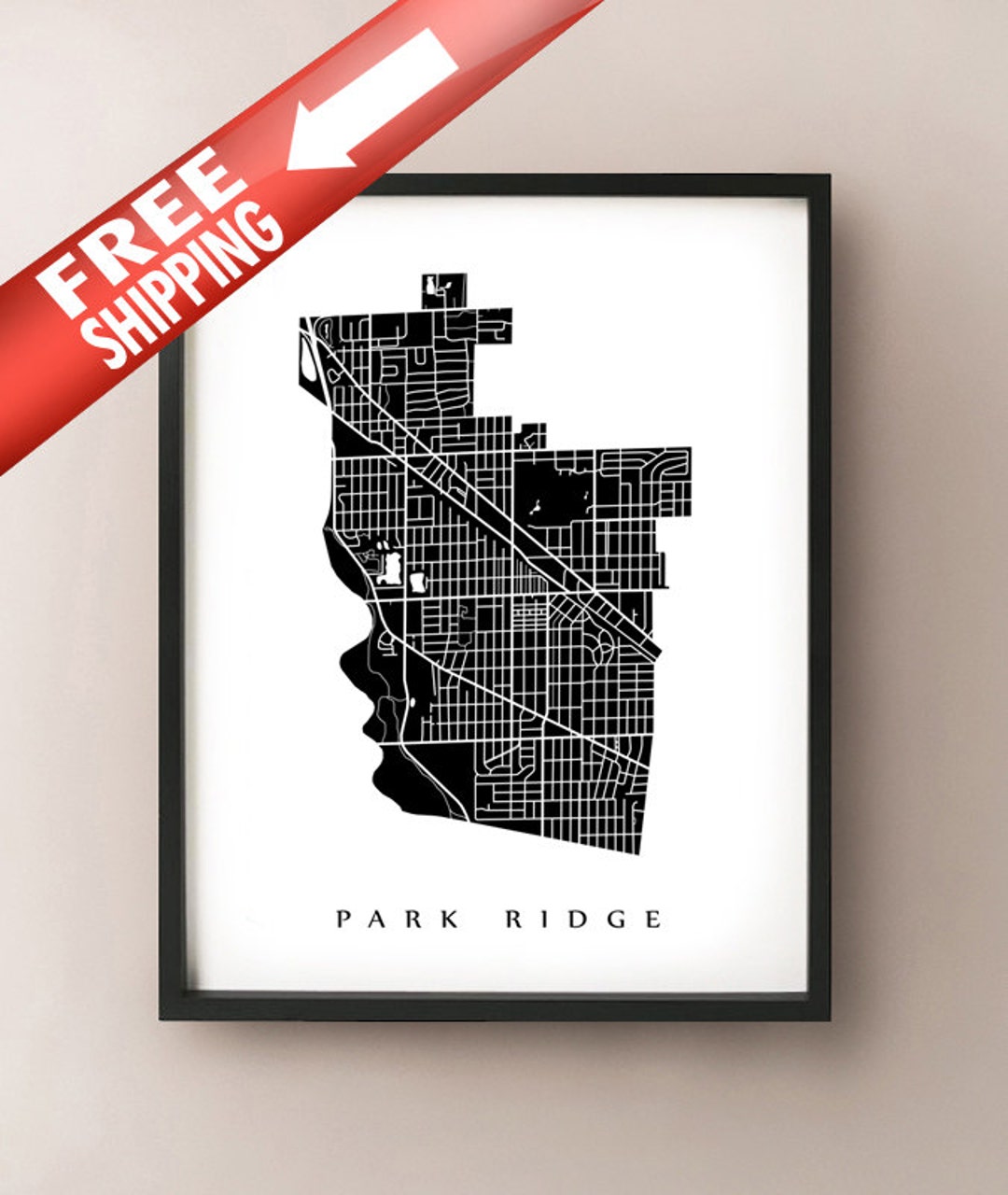 Park Ridge Map - Chicago Neighbourhood Art Print - Etsy