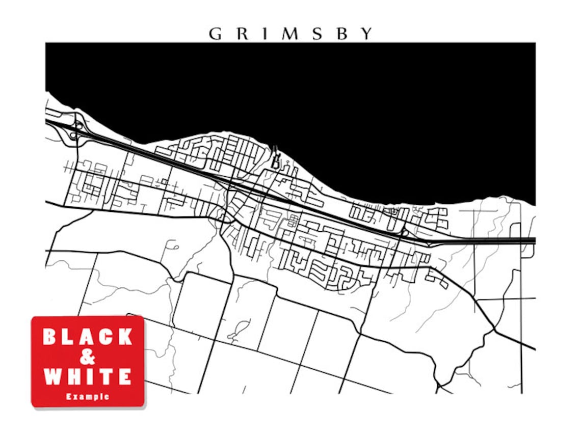 Grimsby ON Map Canada Wall Art Grimsby Ontario Niagara - Etsy Canada