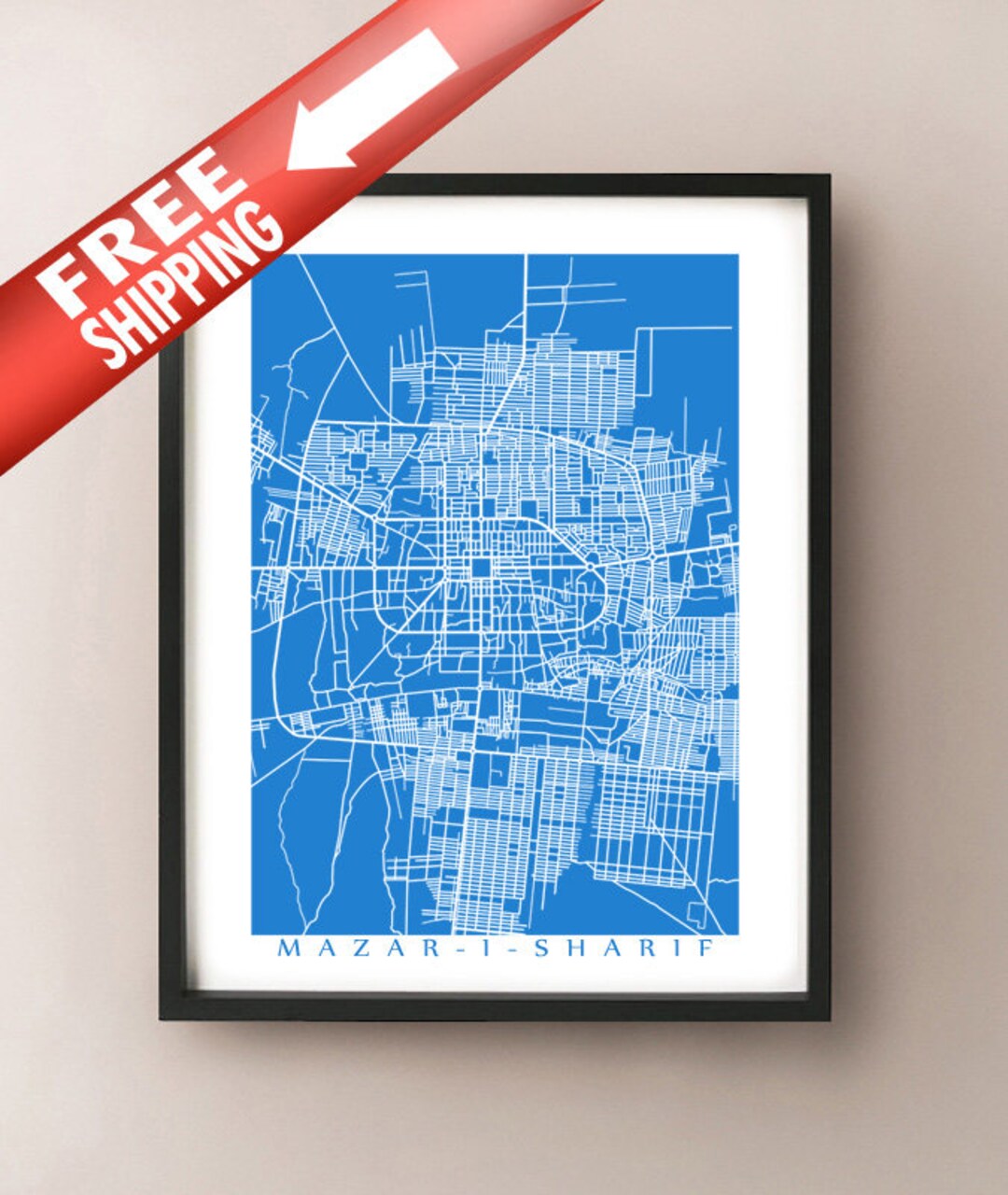 Mazar-i-sharif, Afghanistan Map - Mazir-e-sharif, Balkh - Etsy
