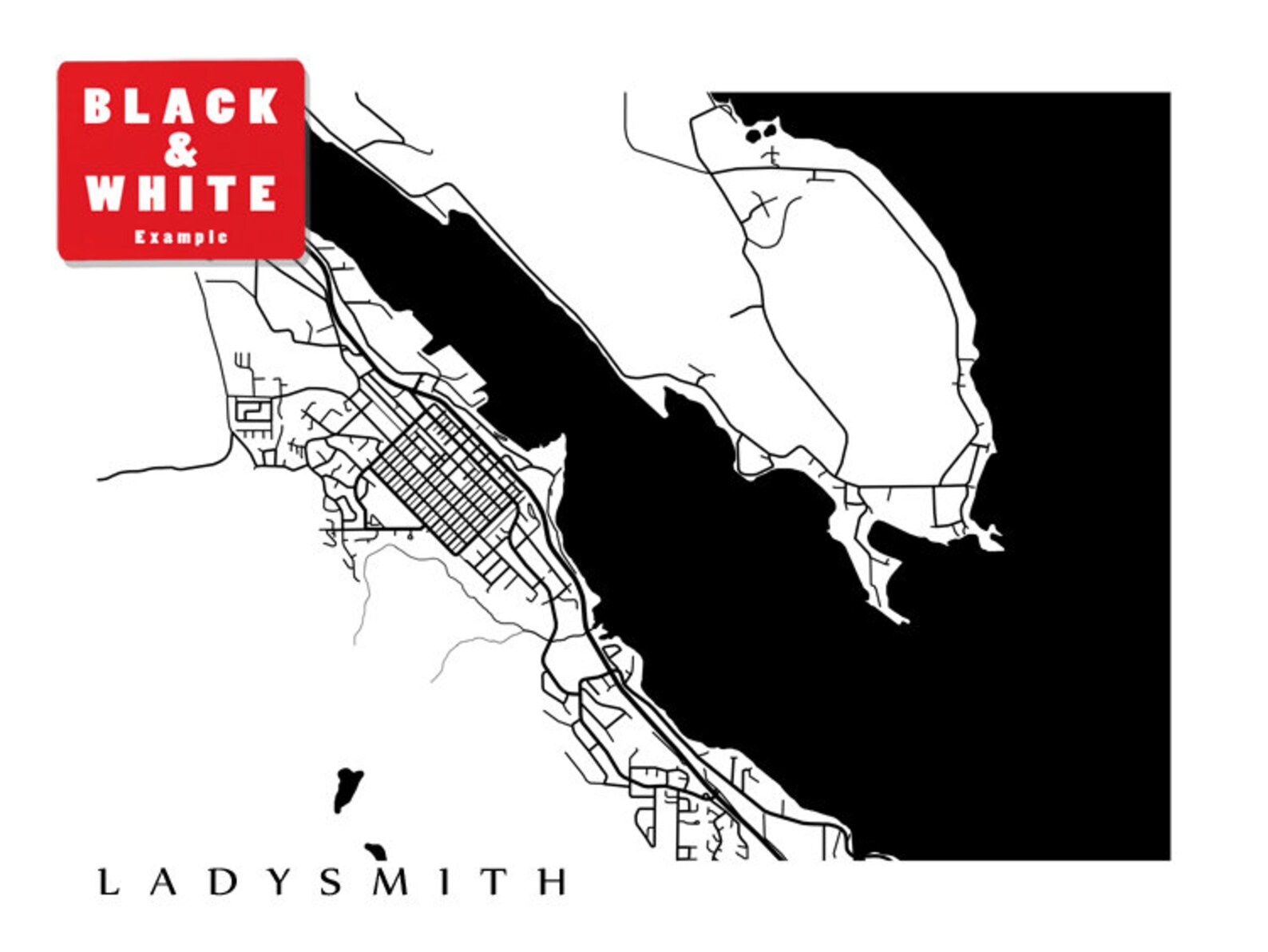 Ladysmith BC Map Poster Print Vancouver Island British - Etsy