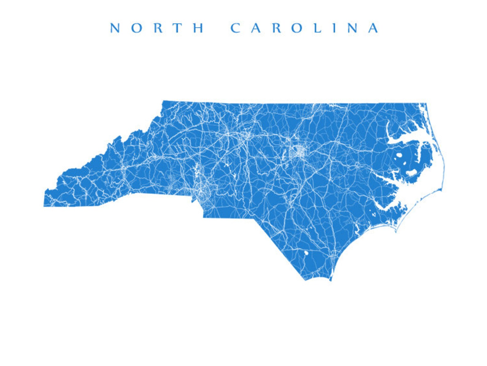 North Carolina Map Print - Etsy
