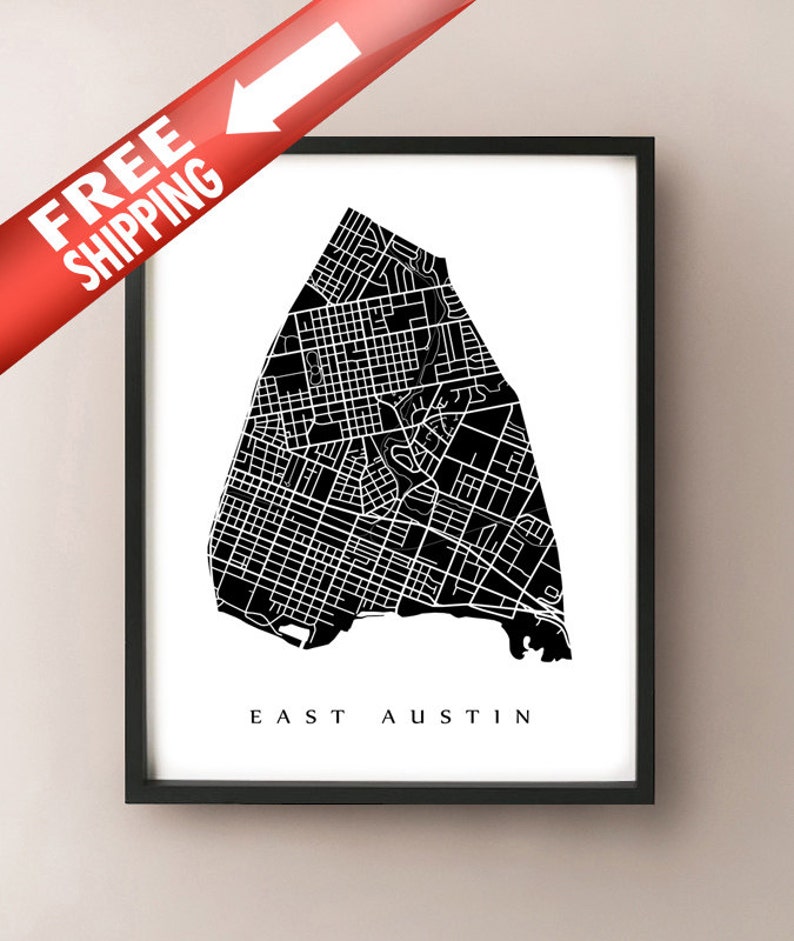 East Austin Map - Austin Neighbourhood Art Print - Etsy