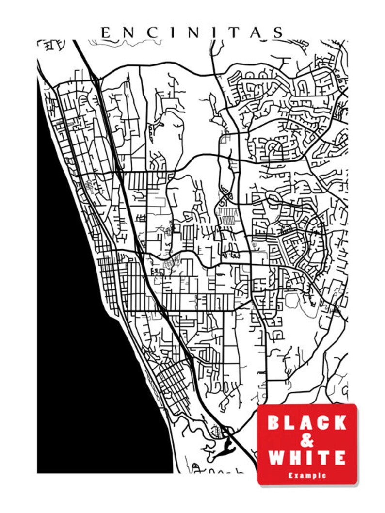 Encinitas Map California Poster Print - Etsy