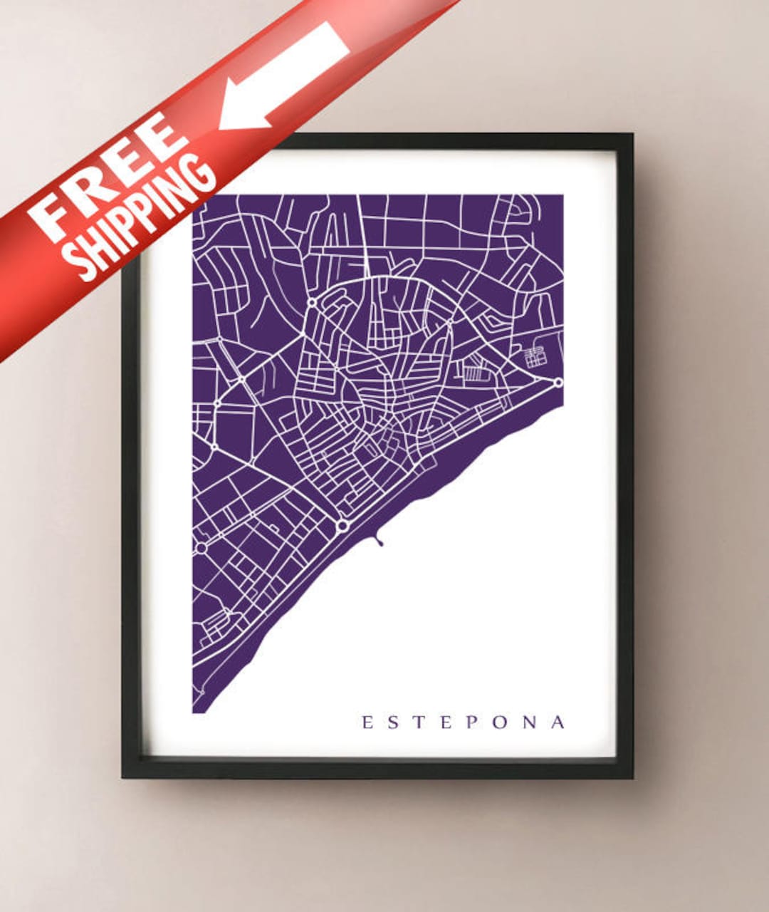 Estepona Map - Andalucia Spain Art Print - Etsy