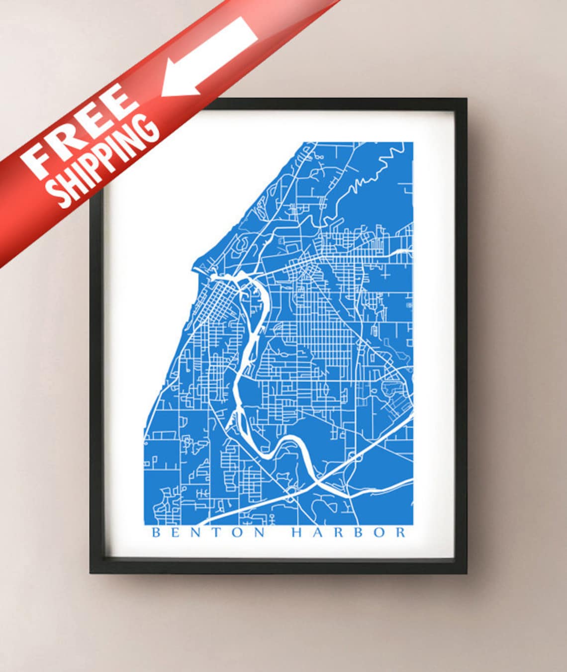 Benton Harbor Map Print - Michigan - Etsy