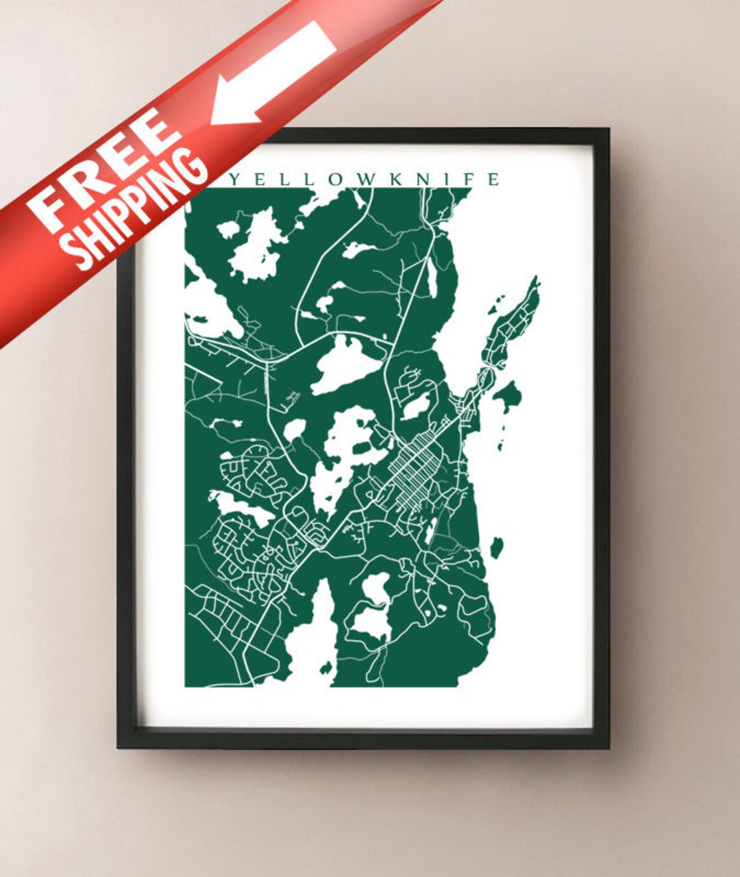 Yellowknife Map Print - Northwest Territories, Canada Art Poster - Etsy