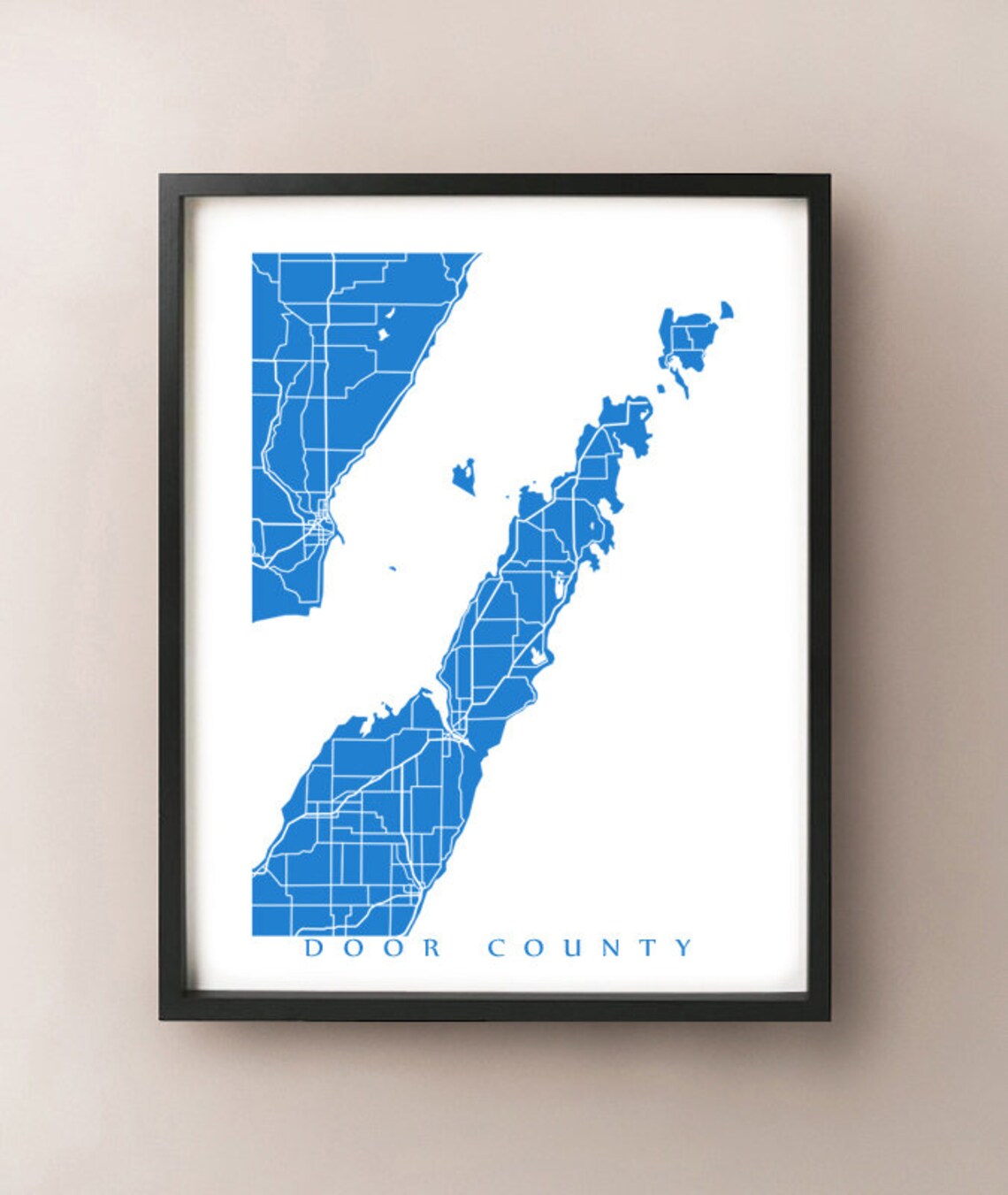 Door County WI Map Print Door Peninsula Wisconsin Lake - Etsy