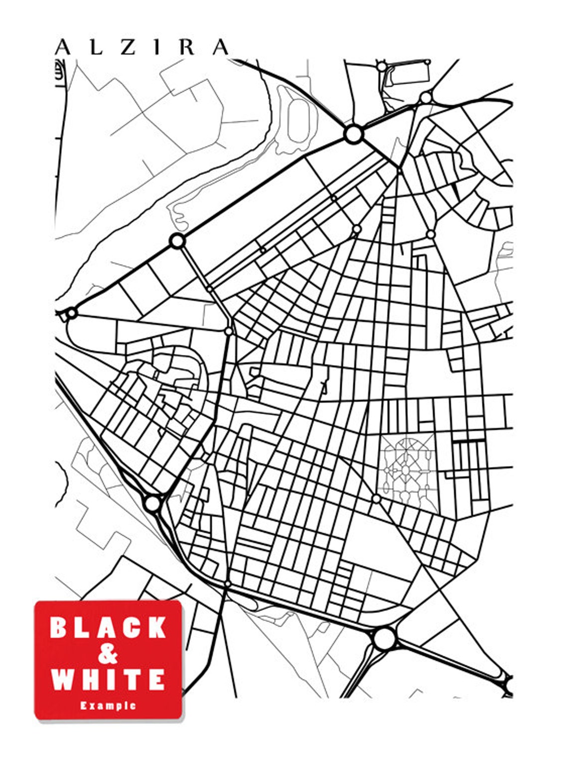 Alzira Map - Spain Art Print - Etsy