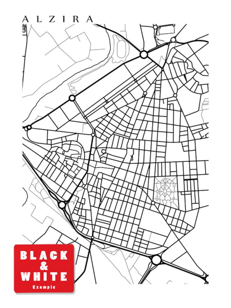 Alzira Map - Spain Art Print - Etsy