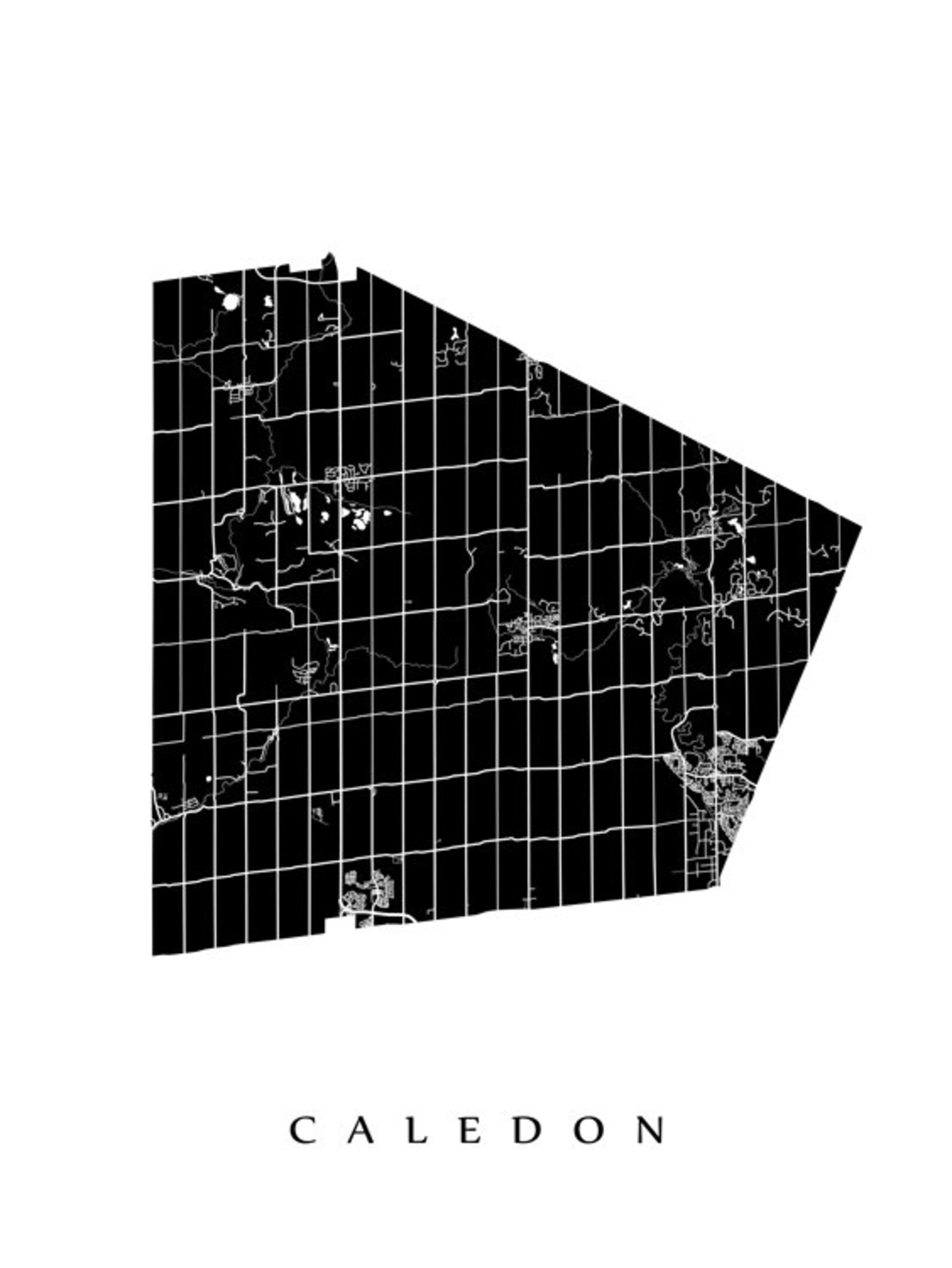 Caledon Map Ontario Poster Art Vertical Orientation - Etsy