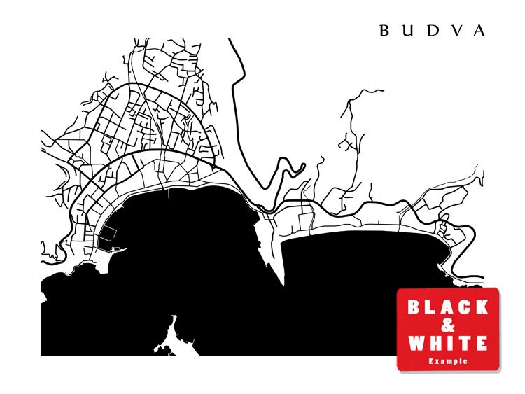 Budva Map Montenegro Poster Будва - Etsy