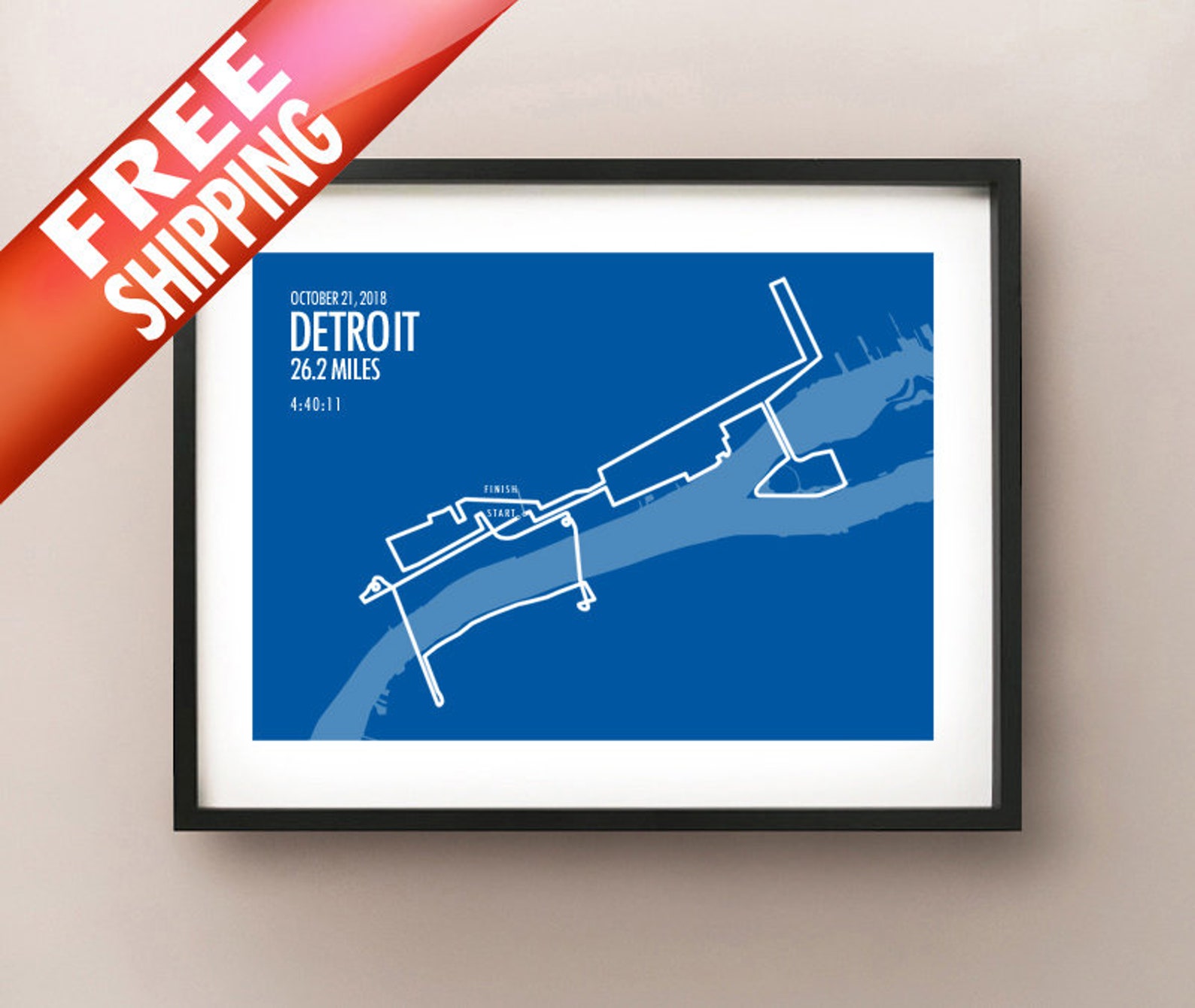 Detroit Marathon Print 2018 - Etsy