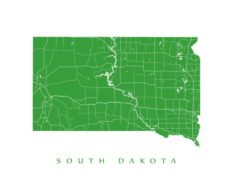 South Dakota Map - Custom Poster Print - Etsy