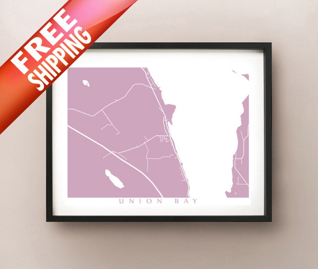 Union Bay, Vancouver Island, BC Map Poster Print - British Columbia ...