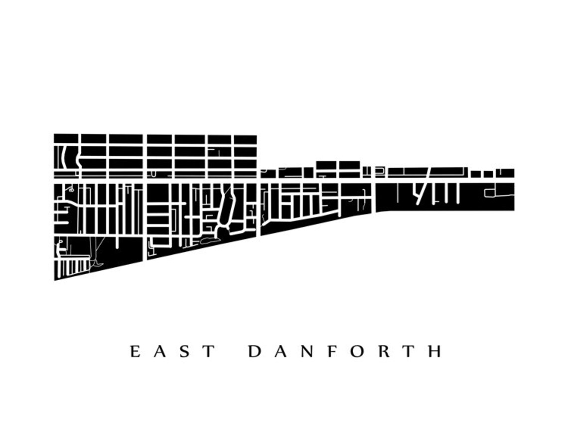 East Danforth Map Toronto Neighbourhood Art Print - Etsy