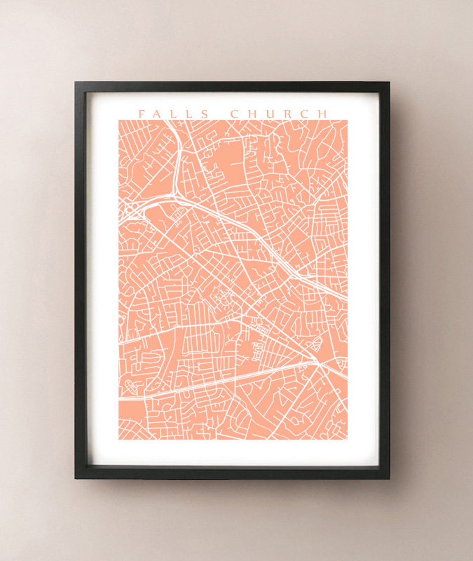 Falls Church Map - Virginia Poster - Etsy
