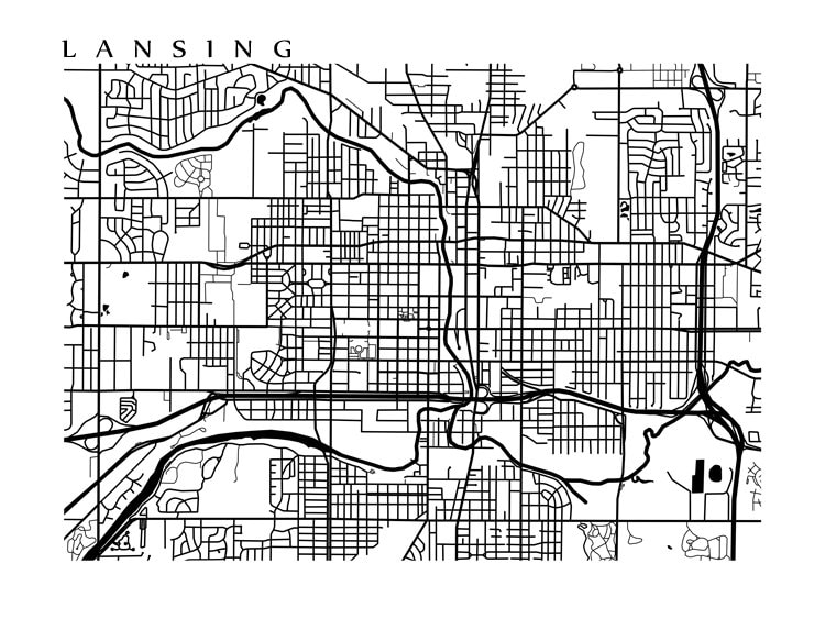 Lansing Map Print - Michigan Poster - Etsy