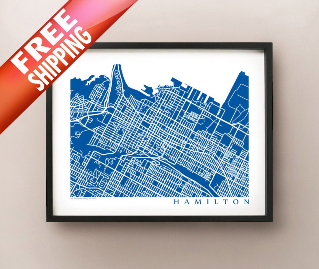 Downtown Hamilton City Map Art Print - Etsy