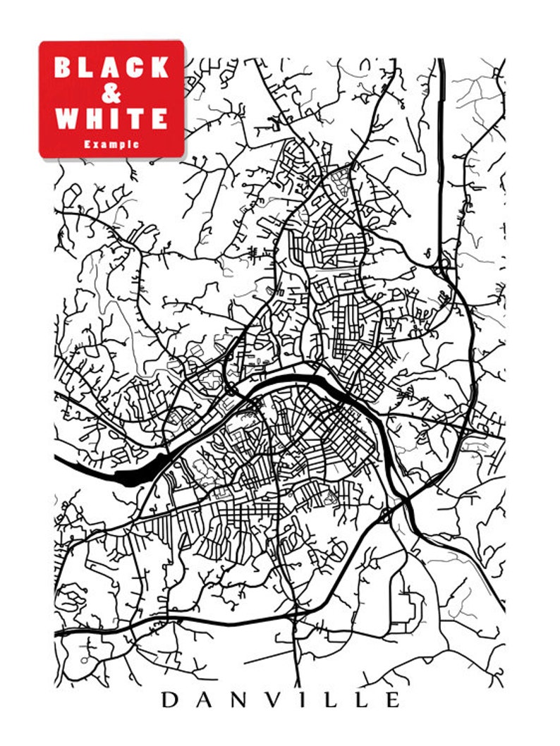 Danville Map Virginia Poster | Etsy